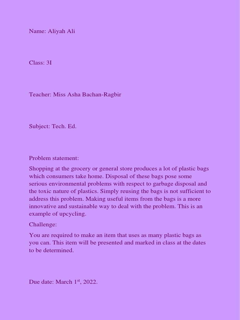 Aliyah Ali - Tech. Ed Portfolio | PDF | Reuse | Economies