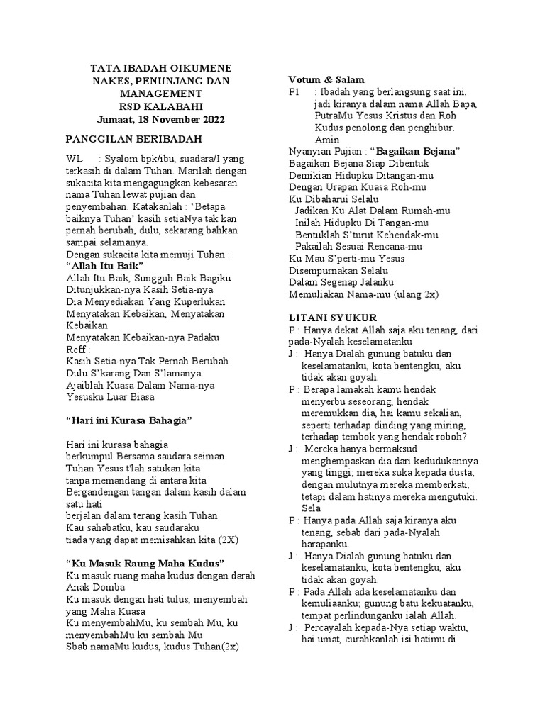 Tata Ibadah Oikumene | PDF