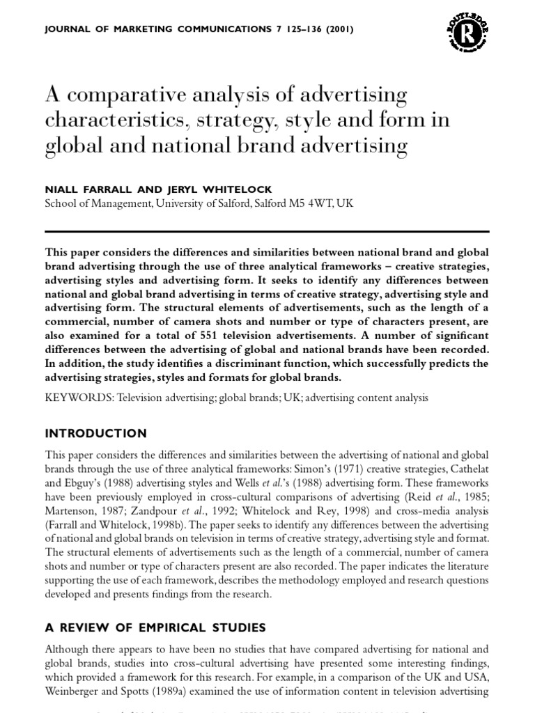 A Comparative Analysis of Advertising Characteristics | PDF ...