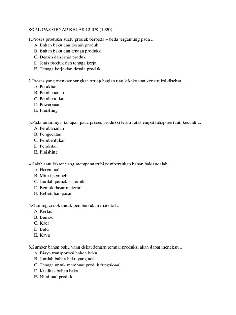 SOAL PAS GENAP KELAS 12 Pembahasan | PDF
