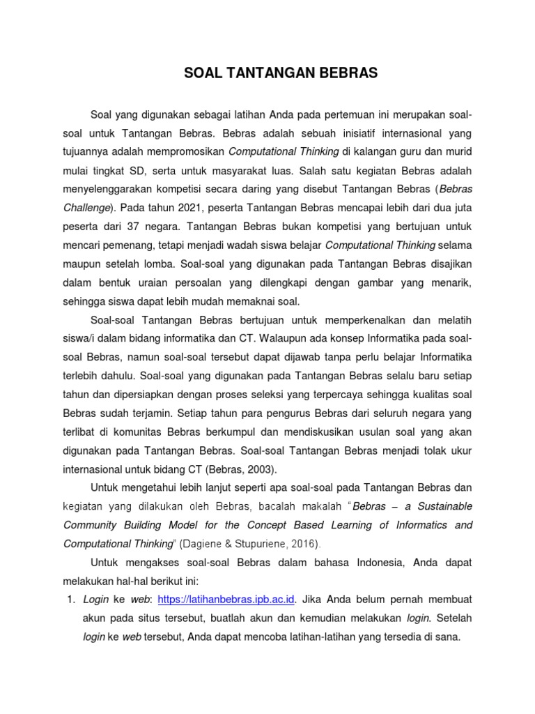 Soal Tantangan Bebras untuk Siswa | PDF