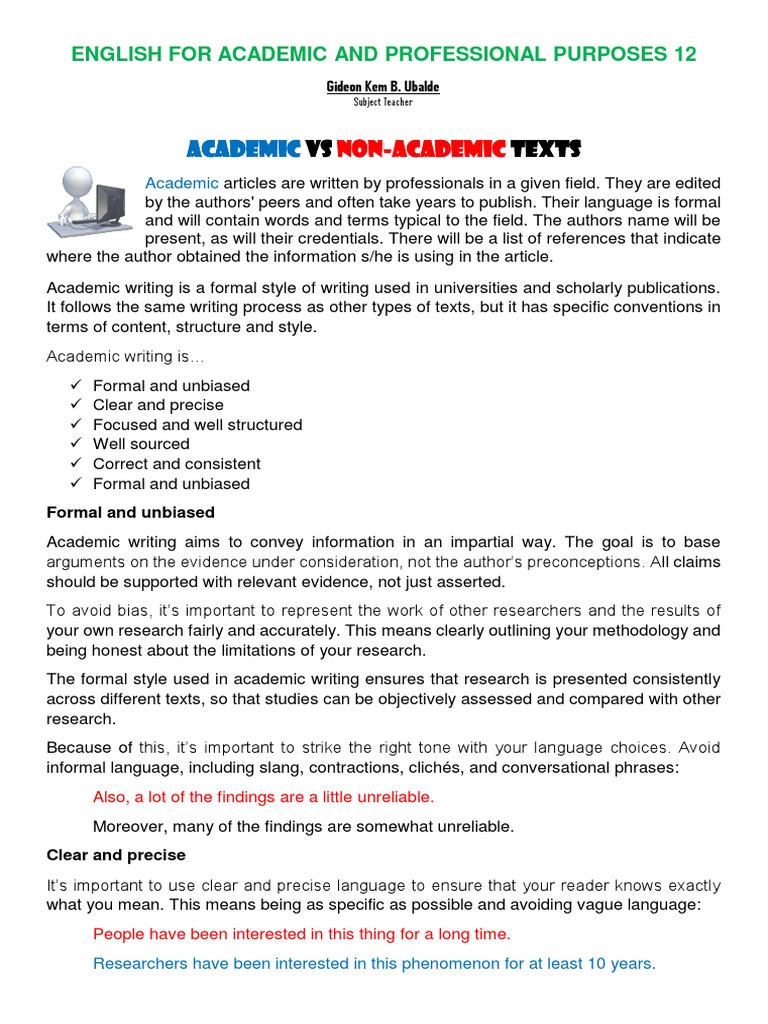 Academic vs Non-Academic Texts | PDF | Citation | Bias