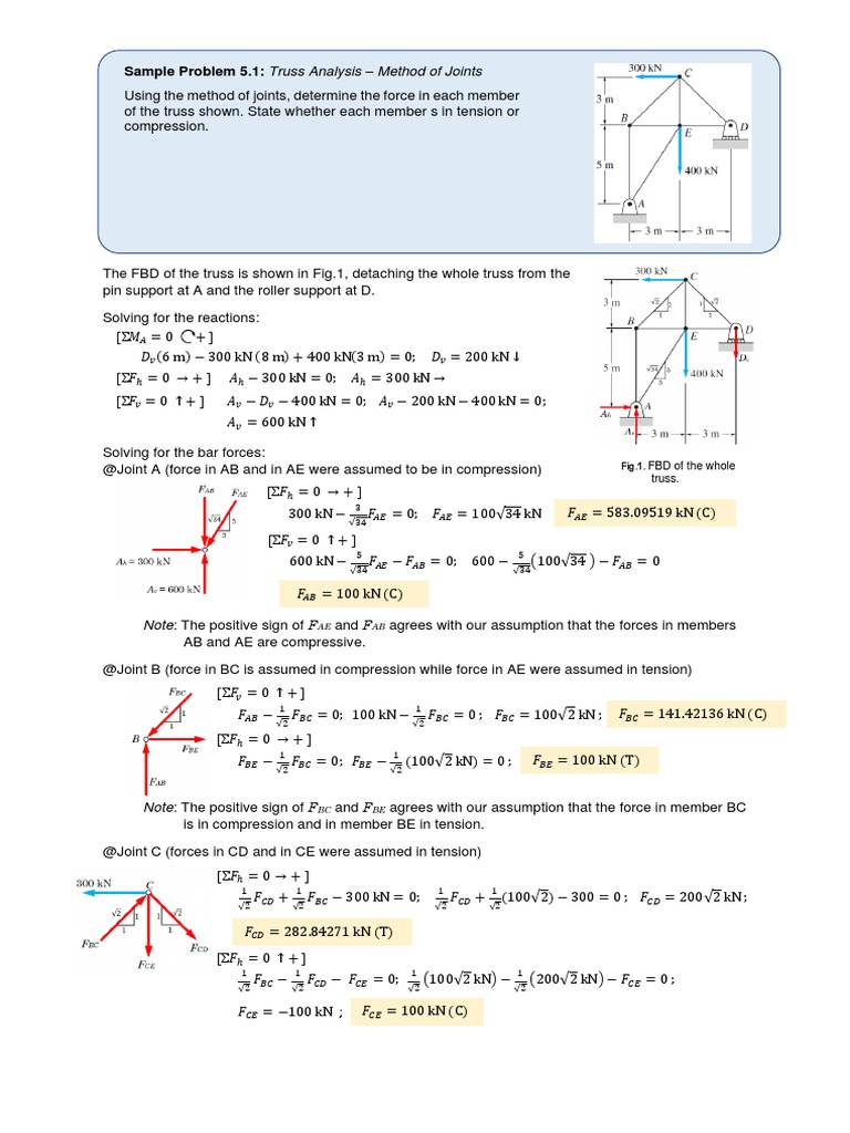 Chapter 5 Sample Problems Truss Analysis Pdf Truss Triangle