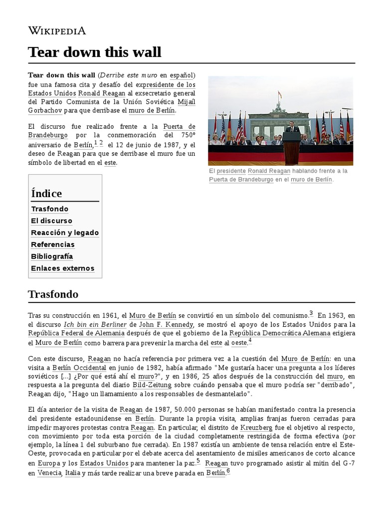 Tear Down This Wall | PDF | Relaciones Internacionales | Relaciones ...