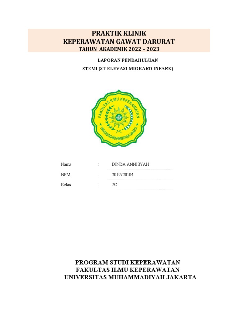 LP Stemi Inferior - Dinda Annisyah - 7C - R.iccu - Kep - Kritis | PDF