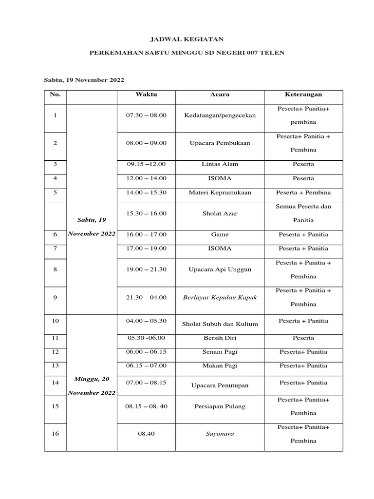 Jadwal - Kegiatan - Pramuka - Persami Revisi | PDF