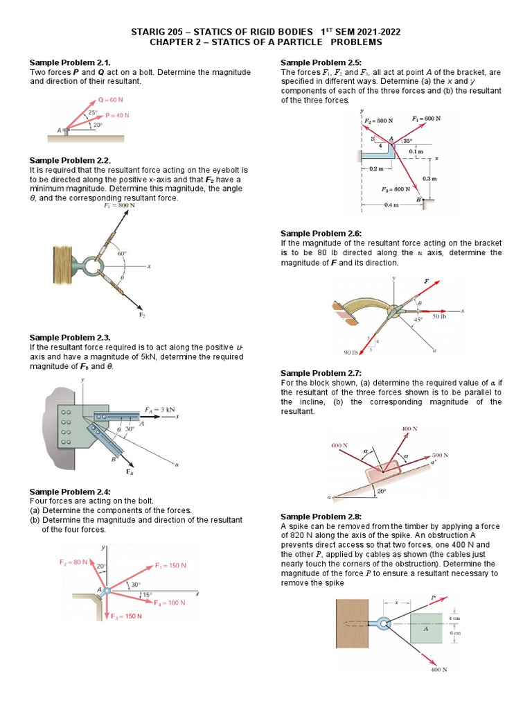 Statics of Rigid Bodies Problems | PDF | Force | Tension (Physics)