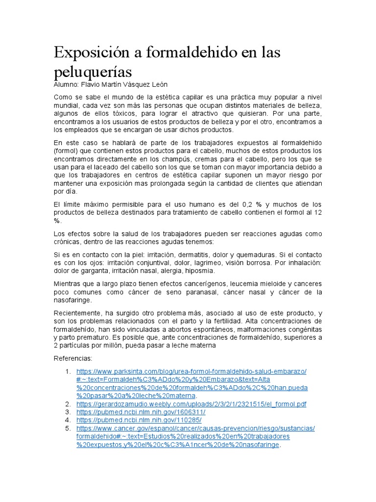 FORMALDEHIDO | PDF | Formaldehído | Cáncer