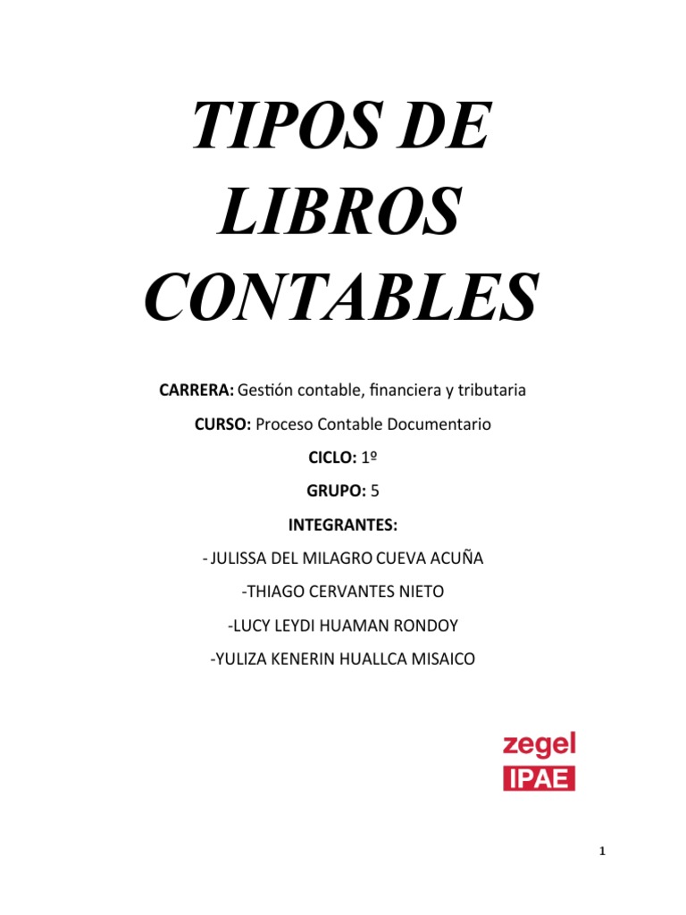 Tipos de Libros Contables | PDF | Contabilidad | Hoja de balance
