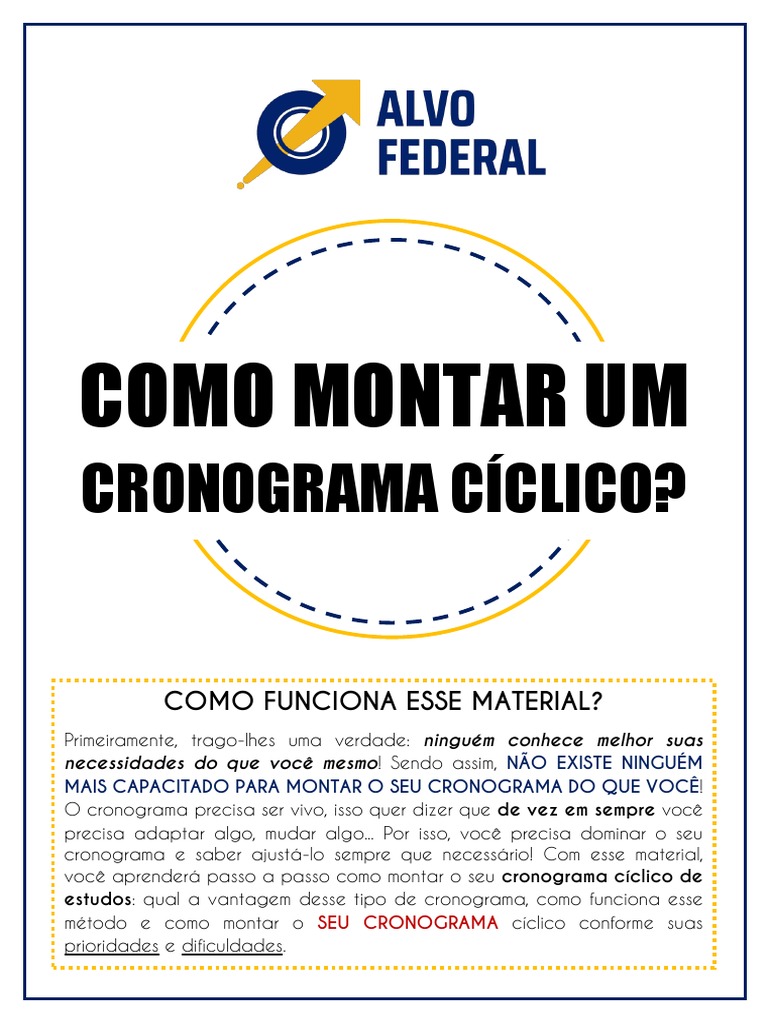 1 Como Montar Um Cronograma Ciclico - Alvofederal - Material Gratuito ...
