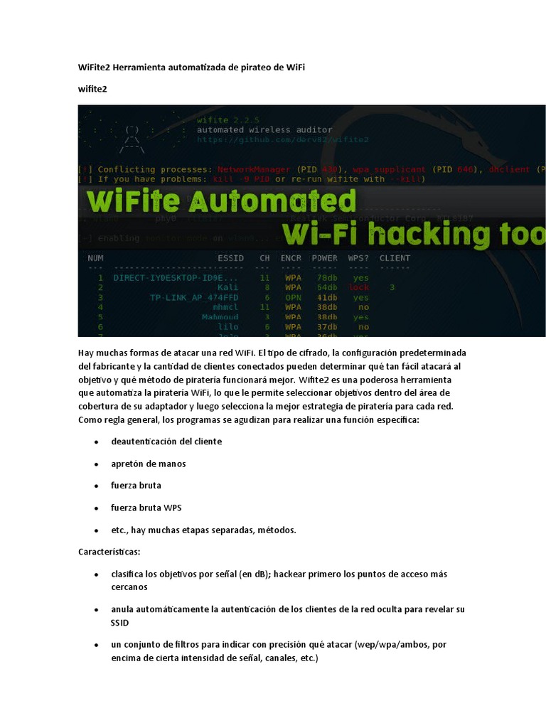 WiFite2 Herramienta Automatizada de Pirateo de WiFi | PDF | Contraseña ...