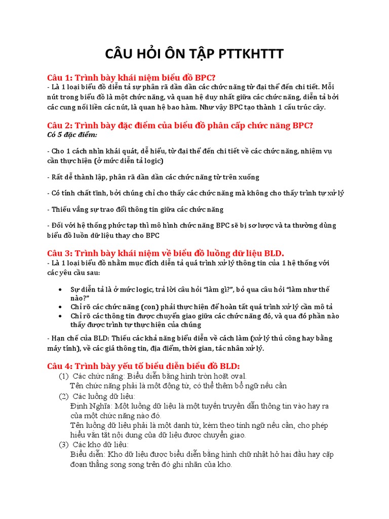 final Câu hỏi ôn PTTKHTTT | PDF