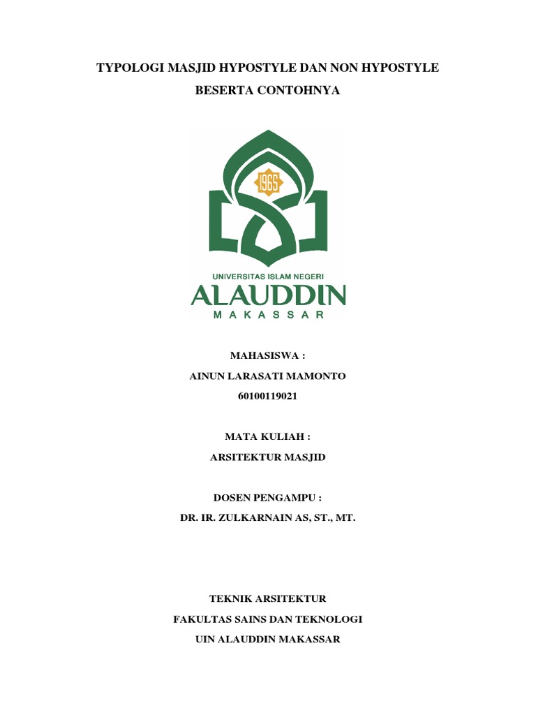 Typologi Masjid Hypostyle Dan Non Hypostyle (Ainun Larasati M ...