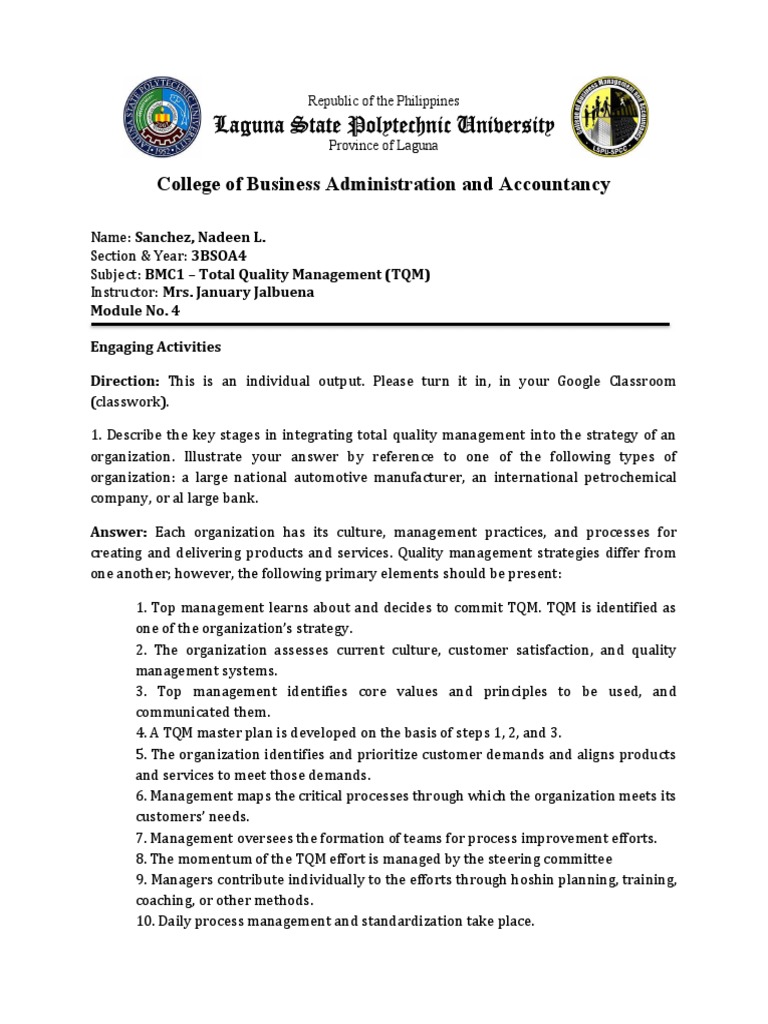Sanchez, N.-3BSOA4-BMC1 ACTIVITY4 | PDF | Quality Management | Return On Investment