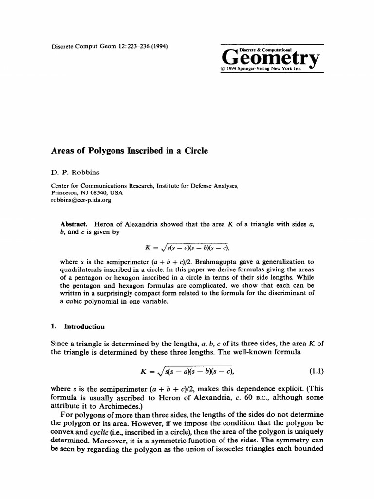 Areas of Cyclic Polygons | PDF | Polynomial | Factorization