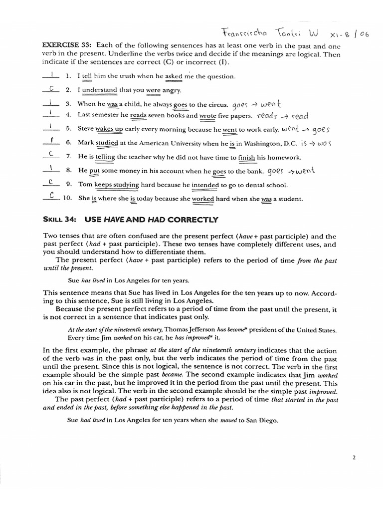 Problems With The Use of The Verbs - Skills 33-34 TP 5 | PDF
