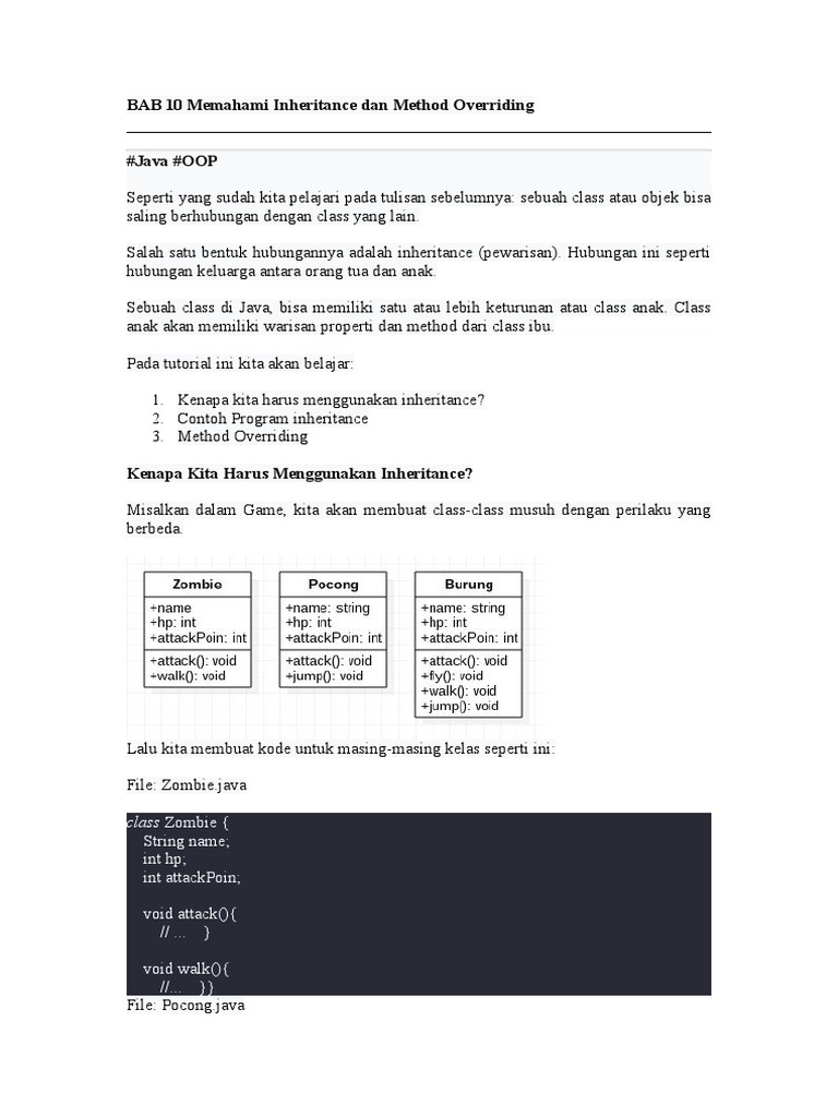 BAB 10 Memahami Inheritance Dan Method Overriding | PDF | Komputer | Teknologi & Rekayasa