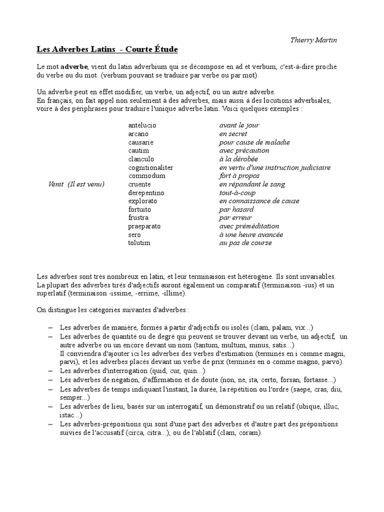 Syntaxe - Latin - Adverbes | PDF | Adverbe | Syntaxe