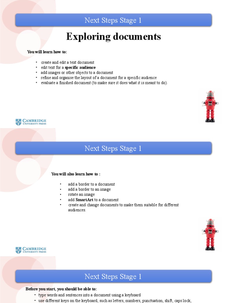 Next Steps 1 Exploring Documents | PDF | Typefaces | Social Networking Service