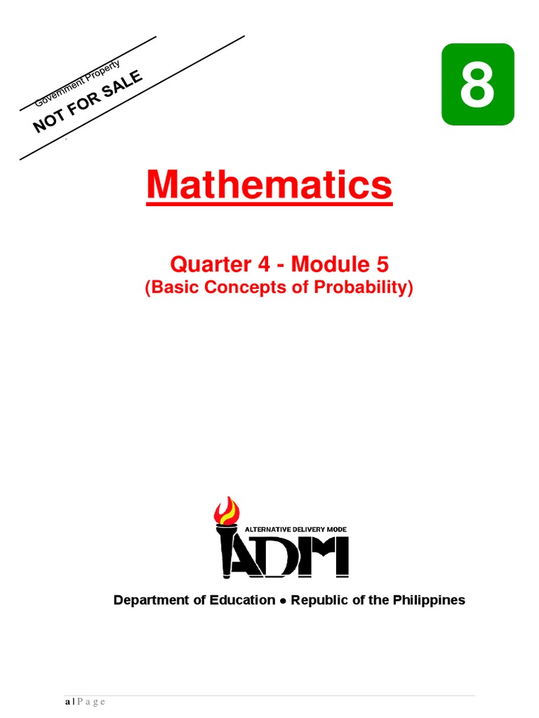 Mathematics8 q4 Mod5 BasicConceptsOfProbability v2 | Download Free PDF | Probability | Odds