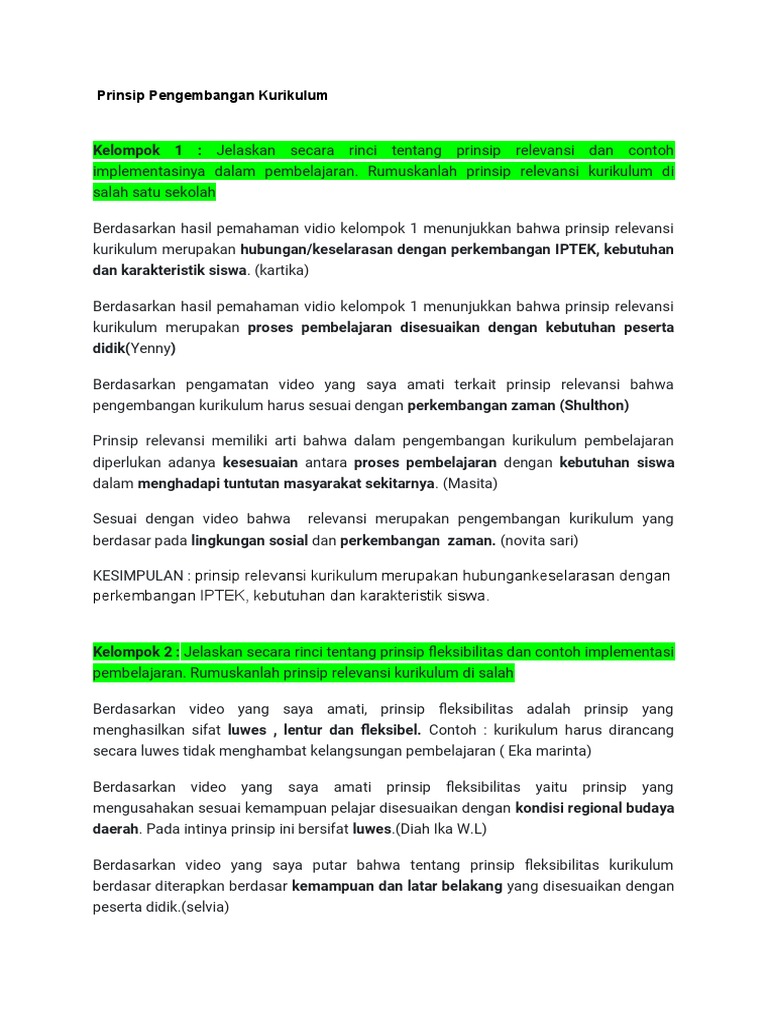 Prinsip Pengembangan Kurikulum | PDF | Karier & Perkembangan | Seni