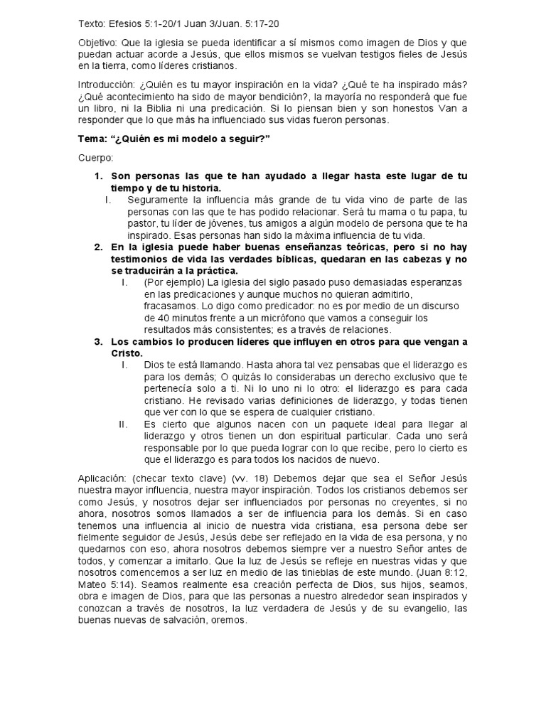 Predicacion, quien es mi modelo aseguir | PDF | Jesús | Dios