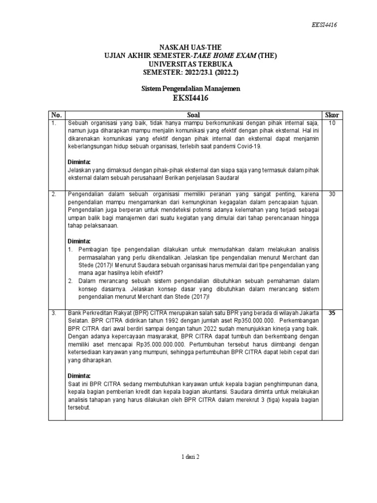 Naskah EKSI4416 The 1 | PDF