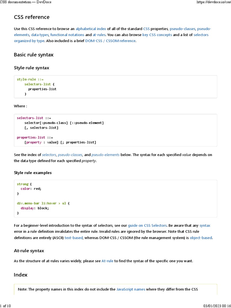 CSS Reference - Devdocs | PDF | Software Development | Computing