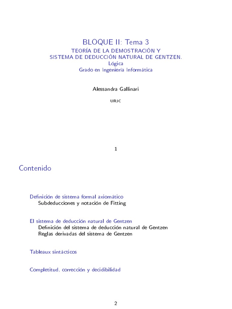 Tema 3 - Teoria de La Demostracion y Sistema de Deduccion Natural de ...