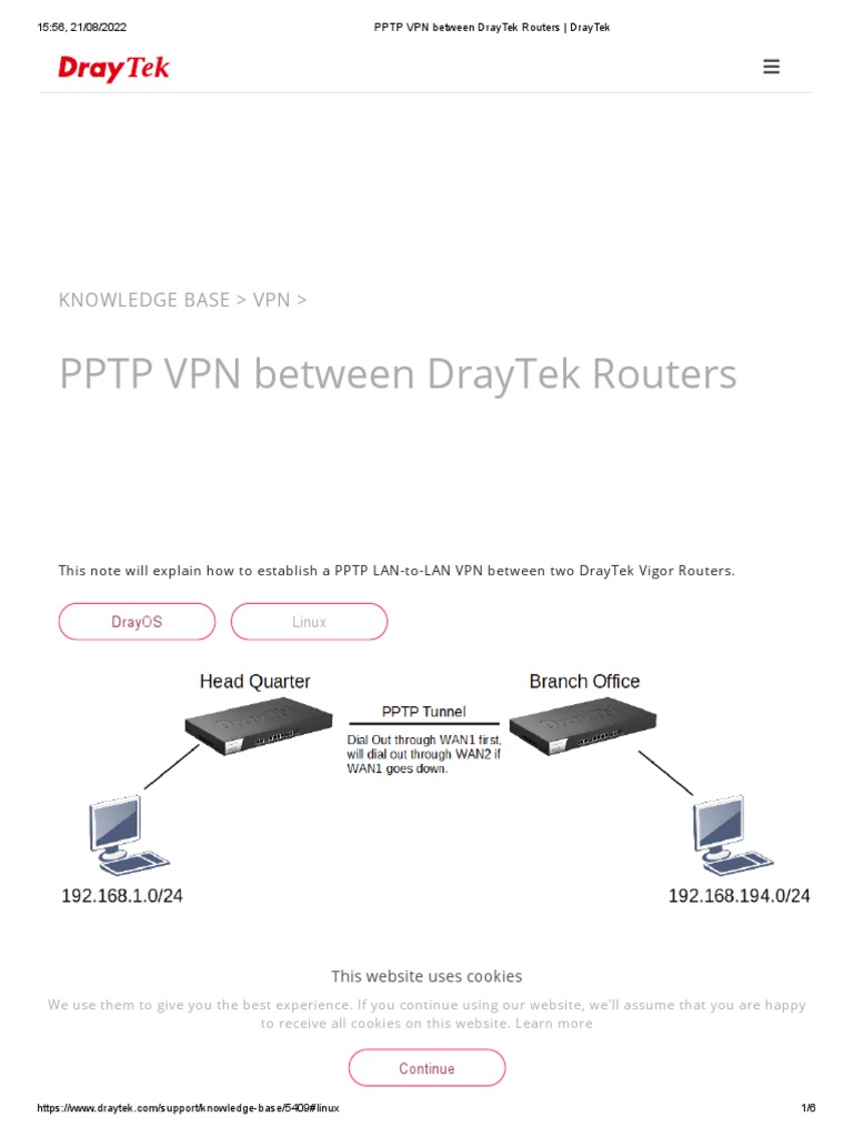 PPTP VPN Between DrayTek Routers - DrayTek | PDF | Virtual Private ...