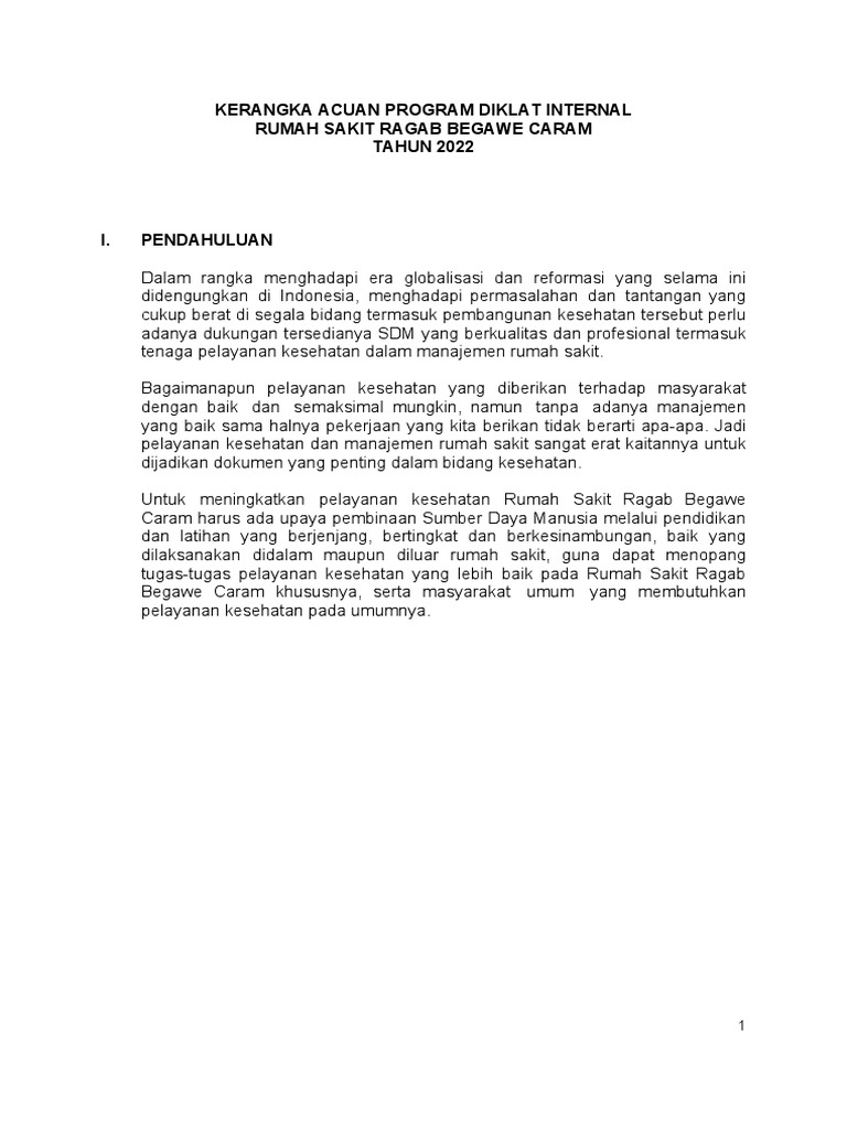 Kak Diklat Yanmed Rsud RBC 2022 | PDF