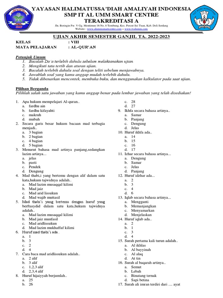 Soal Uas Kelas Viii | PDF