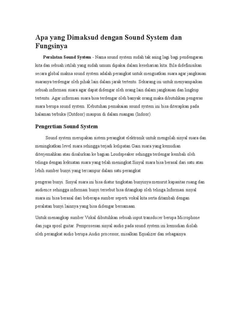 Pngertian Sound System | PDF