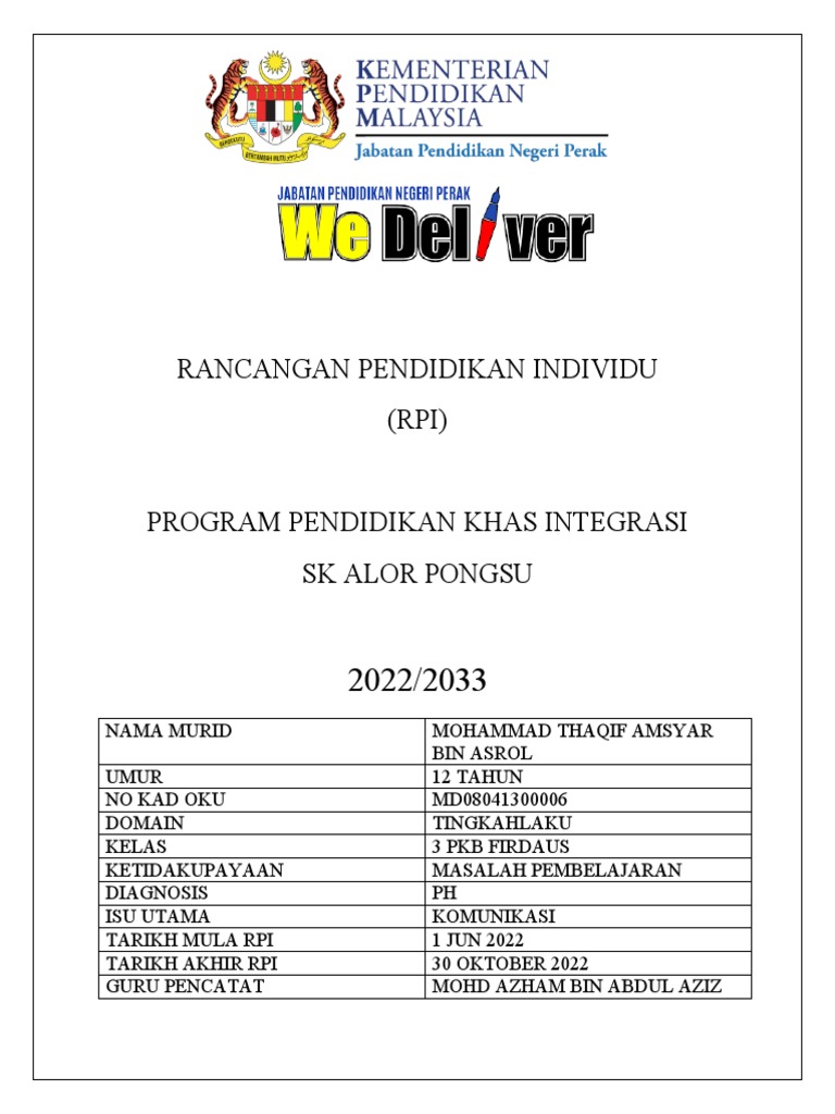 Rancangan Pendidikan Individu | PDF