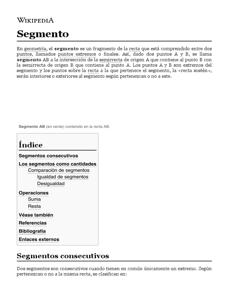 Segmento - Wikipedia, La Enciclopedia Libre | PDF | Matemáticas ...