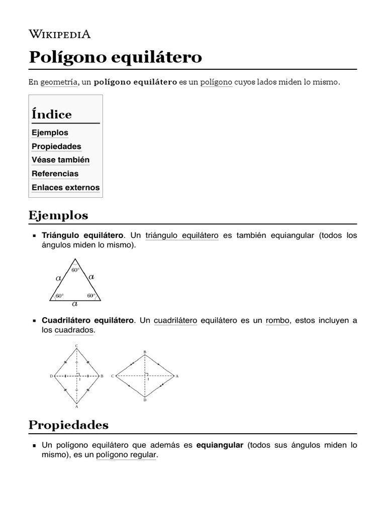 Polígono Equilátero - Wikipedia, La Enciclopedia Libre | PDF Polígono Equilátero - Wikipedia, La Enciclopedia Libre | PDF