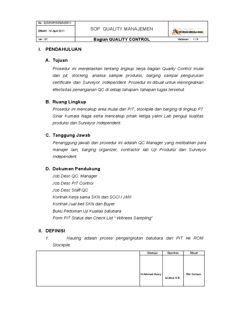 SOP - Quality Management. | PDF