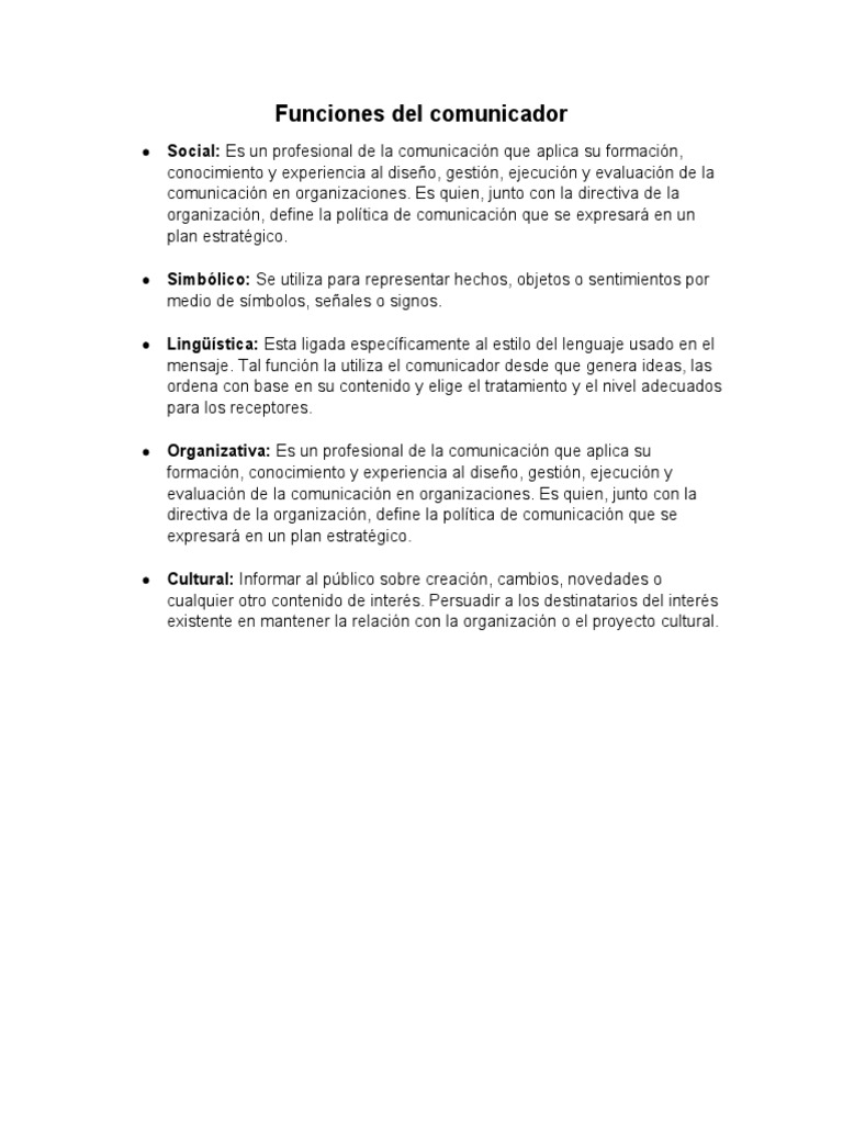 Funciones Del Comunicador | PDF