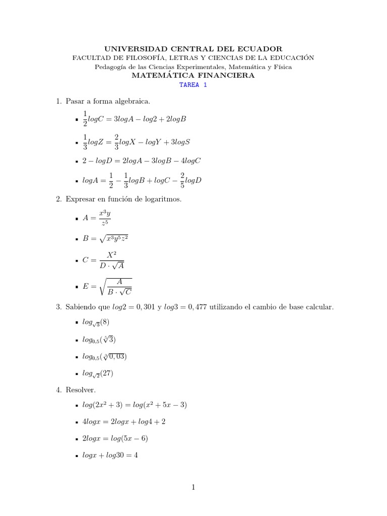 Tarea 1 - Mate Financiera | PDF