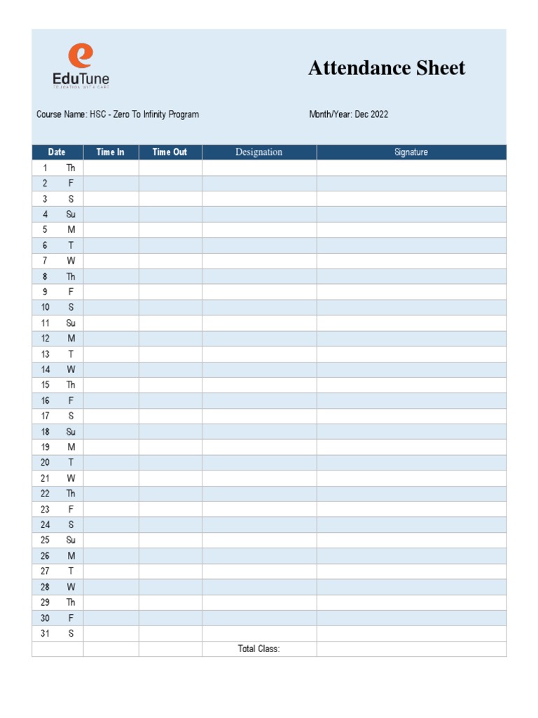 Attendance Sheet | PDF