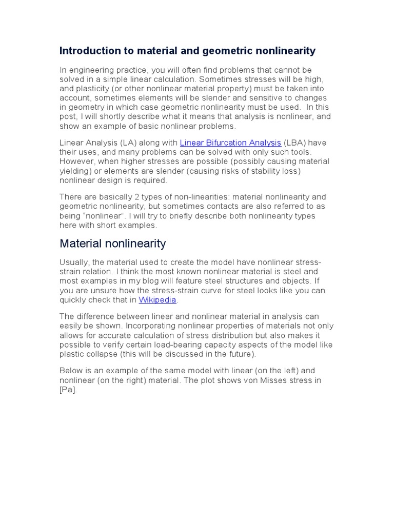 Material Nonlinearity Draft | PDF | Bending | Stress (Mechanics)