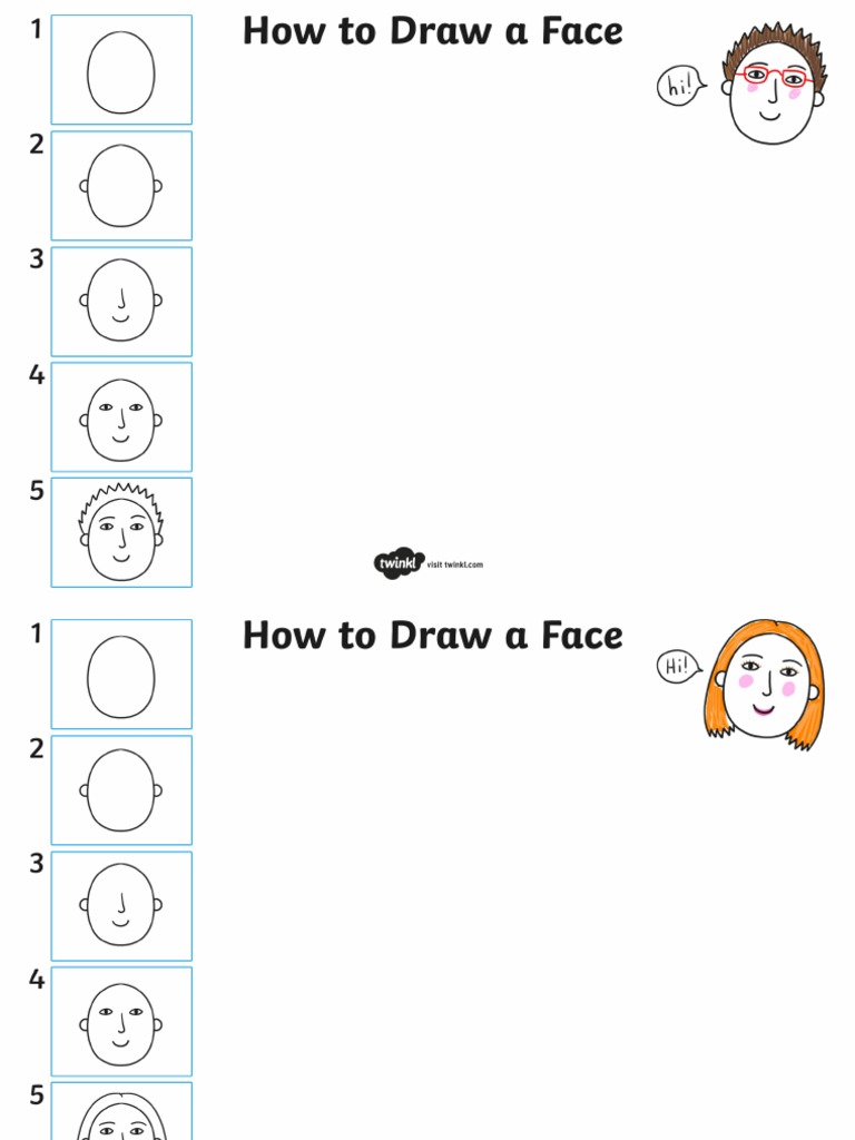 How To Draw A Face Activity Sheet - Ver - 1 | PDF
