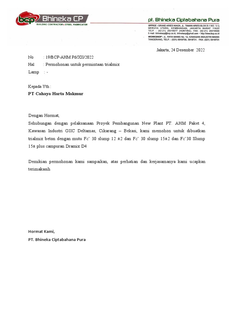 Permohonan Trialmix Beton Fc' 30 | PDF | Teknologi & Rekayasa