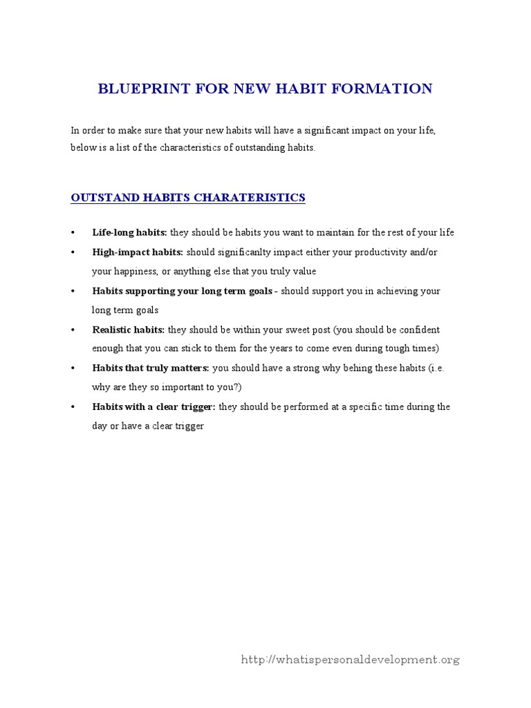 Your Habit Formation Checklist | PDF | Habits | Behavioural Sciences