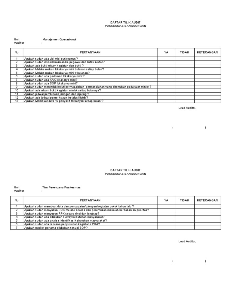 Form Audit Internal Admen3 Pdf