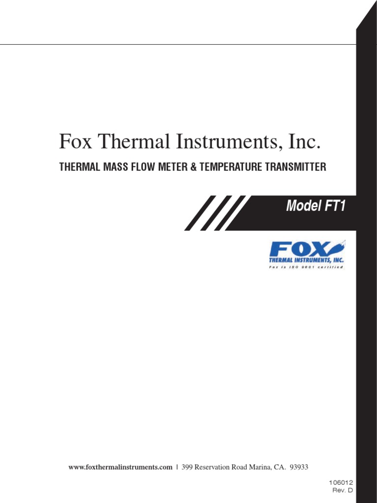 FoxThermal Ft1 Manual | Download Free PDF | Flow Measurement | Gases