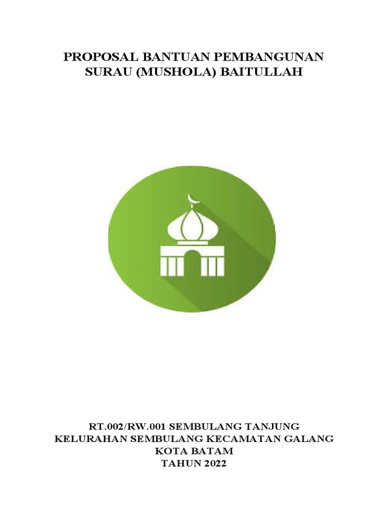 Proposal Surau (Mushala) Baitullah Sembulang Tanjung 2022 | PDF
