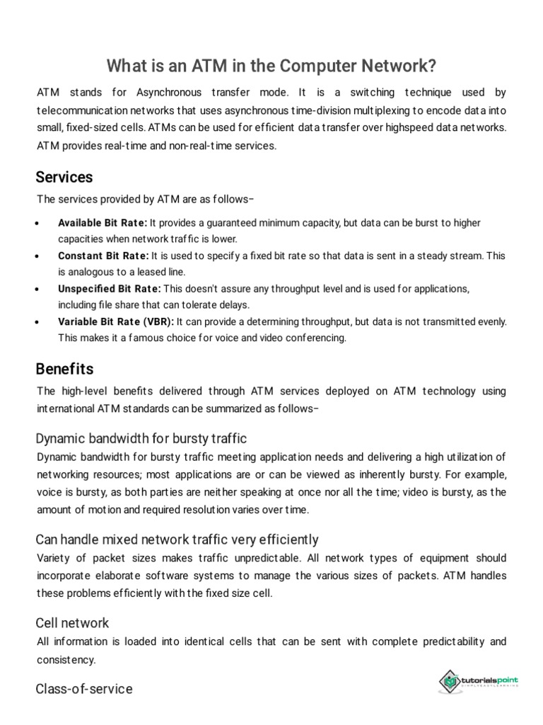 What Is An ATM in The Computer Network | PDF | Asynchronous Transfer ...
