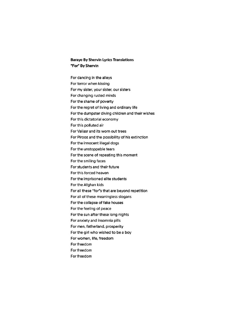 BARAYE - Lyrics in English | PDF