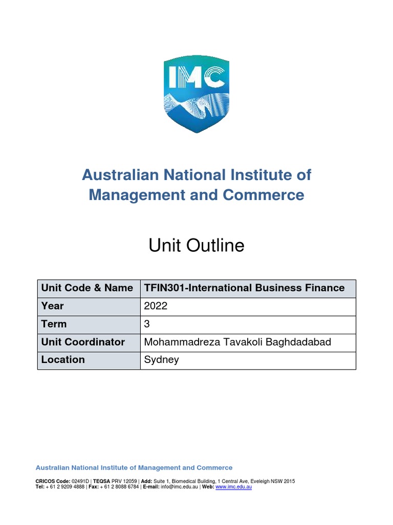 TFIN301 Unit Outline - Term 3 2022 | Download Free PDF | Educational ...